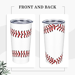 IYERSKD Baseball Lace 20 oz Stainless Steel Tumbler Vacuum Insulated Leakproof Travel Mug for Car Office Gym