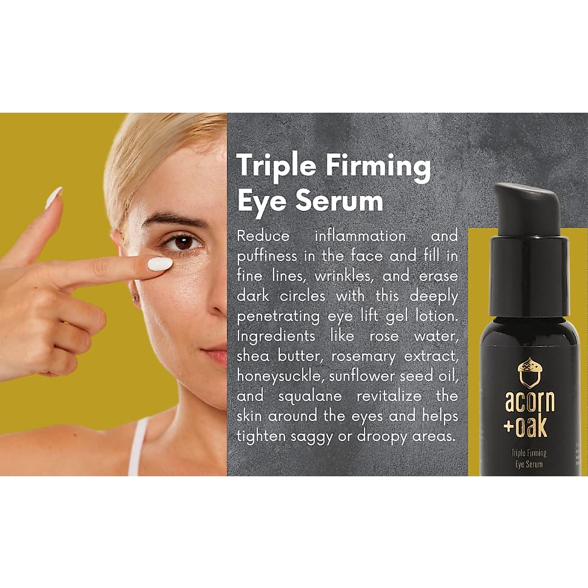 ACORN + OAK Anti Aging Eye Cream- Under Eye and Eyelid Moisturizing Gel - Lightweight Creamy Skin Lifting, Tightening, and Firming Lotion