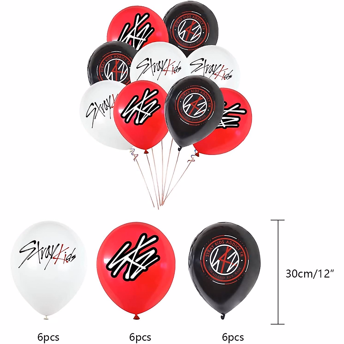 STRAY-KIDS Birthday Party Supplies,STRAY-KIDS Birthday Decorations Gift Set - STRAY-KIDS Banner,18PCS Balloons,Cake Toppers,21PCS Cupcake Toppers Perfect for Boys and Girls(Red)