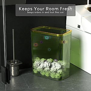 2 Pack Bathroom Trash Can with Lid, 2.6 Gallon Small Garbage Can with Pop-Up Lid Stylish Clear Waste Basket, Plastic Slim Trash Bin Dog Proof, Green Bedroom Trash Can, Small Bathroom Trash Can