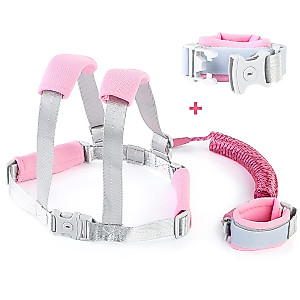 Yuehuam 2 in 1 Toddler Leash, Toddler Harness with Leash Girl Children Safety Anti Lost Wrist Link with Lock for Reflective Child Harness for Girls/Boys Travel