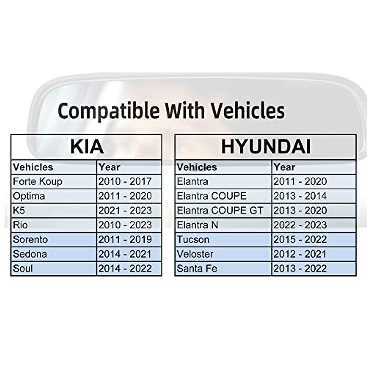 Hyundai & KIA Rear View Mirror, Interior Rear Mirror, Rearview Mirror, Bracket Mount Compatible With 2010-2019 KIA Forte Koup Optima K5 Rio Sorento Soul, Hyundai Elantra Tucson Veloster Santa Fe, car