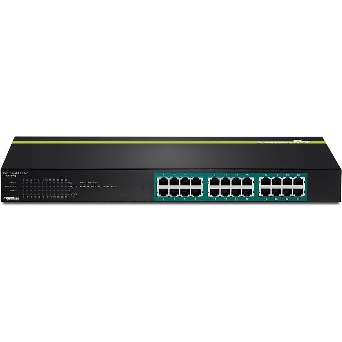TRENDnet 24-Port Gigabit PoE+ Switch, TPE-TG240G, 24 x Gigabit PoE+ Ports, 370 W Power Budget, 48 Gbps Switch Capacity, Rack Mount Kit Included, Ethernet Network Switch, Metal
