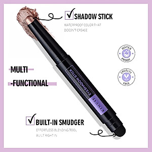 KIMUSE 6 PCS Brown and Neutral Metallic Eyeshadow Stick,Creme to Powder Cream Shimmer Eyeshadow Pencil Crayon,Long Lasting & Waterproof Eyeshadow Stick Eye Sets