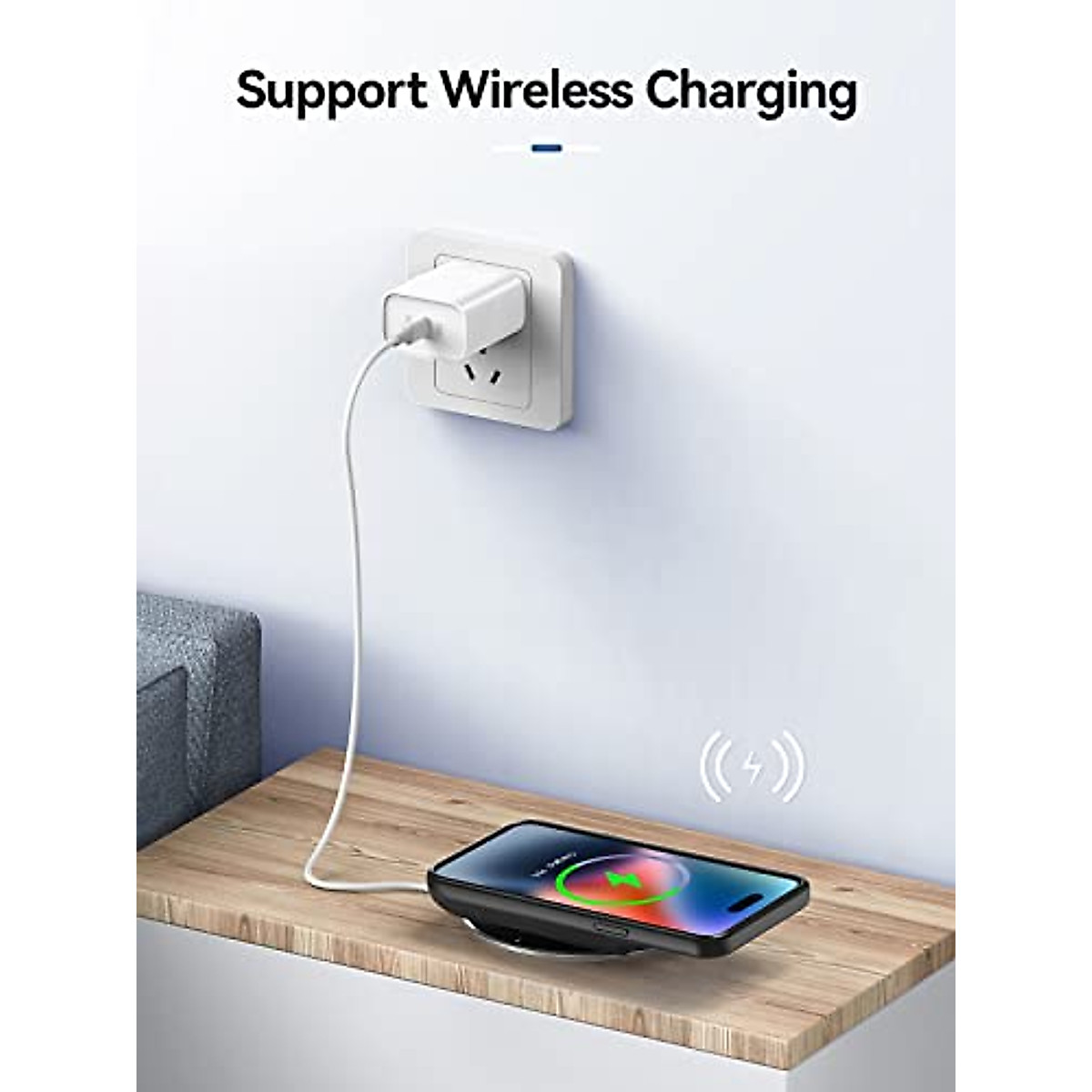 NEWDERY Battery Case for iPhone 14 Pro Max,14 Plus 10000mAh,Qi Wireless Charging,Wired Headset,Sync-Data Supported, Rechargeable Charger Case for iPhone 14/13/12 Pro Max, iPhone 14 Plus 6.7” Black