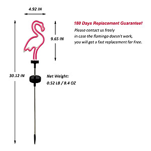 Pink Flamingo Solar Garden Stake Lights, [Set of 2] Outdoor Solar Pathway Light for Lawn Patio Yard Walkway, Neon Pink Lighting (30" Height)