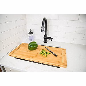 Lipper International 8841 Bamboo Wood Over-the-Sink Expandable Cutting Board, 34" x 11 1/2" x 3/4"