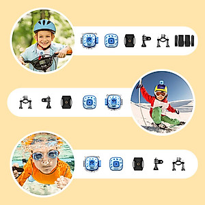 Dragon Touch Kidicam 2.0 Kids Action Camera, Waterproof Digital Camera for Boys Girls 1080P Sports Camera Camcorder with 16GB Memory Card (Yellow)