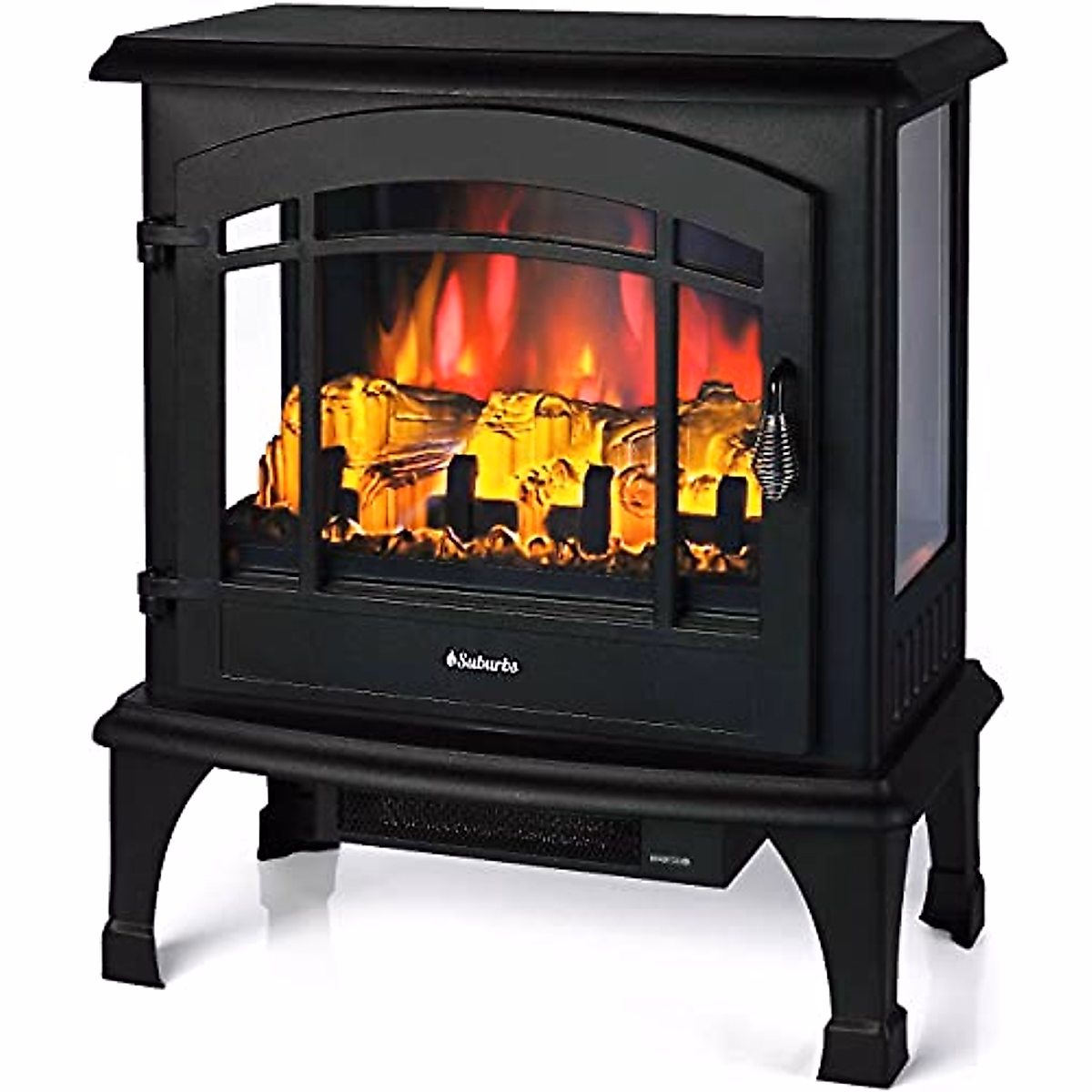 TURBRO Suburbs TS23 Electric Fireplace Heater, 23” FREESTANDING Fireplace Stove with Realistic Adjustable Flame Effect - CSA Certified - OVERHEATING Safety Protection - Remote Control - 1400W, Black