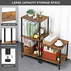 melos 2 Tiers Bookshelf, Classically Tall Bookcase Shelf Storage Organizer, Modern Book Shelf for Bedroom, Living Room and Home Office Bronw