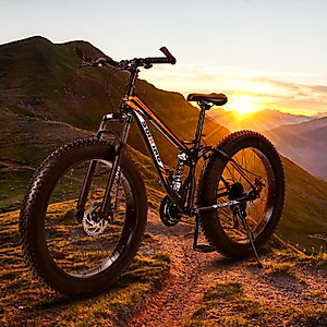 Fat Tire Mountain Bike, 26'' 21 Speed Outdoor Folding Snow Beach Hybrid MTB Racing Bikes for Adult Women Men, Comfort Complete Cruiser Bicycle, Foldable City Commuter Road Cycling (B), 94x88x38cm