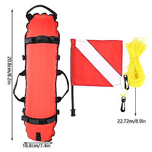 Scuba Buoy Dive Flag, Scuba Torpedo Buoy Diver Down Flag Buoy Scuba Diving Inflation Torpedo Buoy Signal Ball & Flag