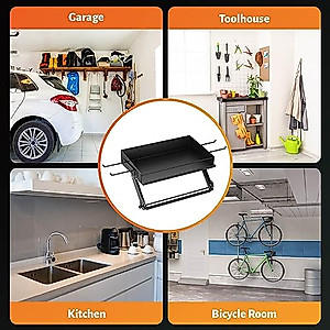 Lorbro Garage Paper Towel Holder, Paper Towel Holder Wall Mount with Shelf One Hand Tear, Garage Organization and Storage with 4 Detachable Hooks, Holds 50 lbs, for Quick Clean Station, Workshop