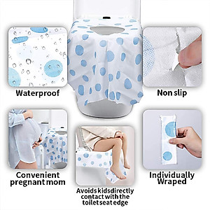 Toilet Seat Covers Disposable, Famard Extra Large Portable Potty Seat Covers for Toddlers, Soft and Waterproof Travel Potty Training Seat for Kids with Individually Wrapped, 18 Count (Pack of 1)