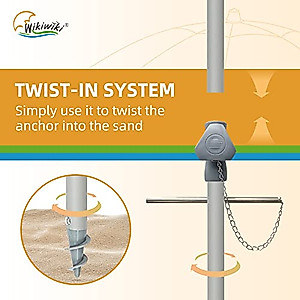 wikiwiki 7FT Beach Umbrella for Sand, Portable Sunshade Umbrella with Sand Anchor, Carry Bag, Push Button Tilt, Air Vents, SPF60+ Protection Sun Shelter for Sand and Outdoor Activities (Blue)