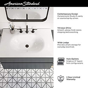 American Standard 1297001.020 Studio S 24-inch Vanity Top Sink – Center Hole, White