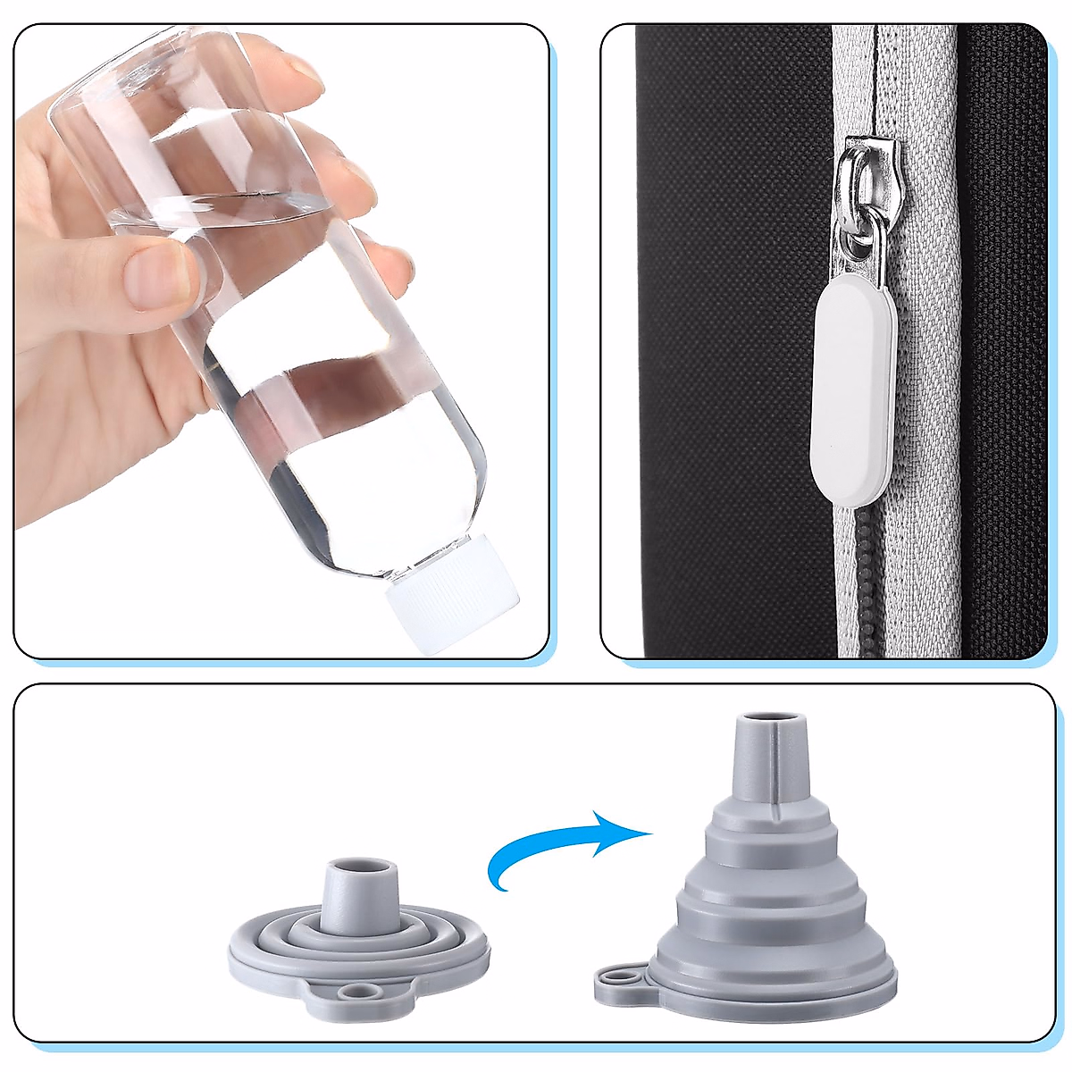 Newtay Travel Powder Container Set Include Powder Container, Protein Powder Funnel, Spoon and Stickers, Portable Protein Powder Supplement Container Protein Powder Dispenser with Case for Workout