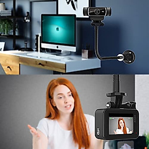 Wall Webcam Mount Arm, Ceiling Mounting Holder for Action Cameras, Articulated Arm Compatible with Gopro Hero, Logitech C920s C922X C920 C615 Brio 4K