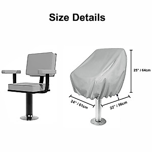 WOMACO 2 Pack Boat Seat Cover, Outdoor Waterproof Pedestal Pontoon Captain Boat Bench Chair Seat Cover, Oxford Fabric Helm Chair Protective Covers (Silver, 2 Pack)