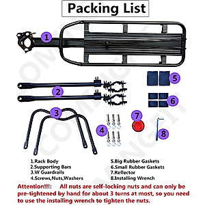 COMINGFIT 110 Lbs Capacity Almost Universal Adjustable Bike Luggage Cargo Rack Bicycle Accessories Equipment Stand Footstock Bicycle Carrier Racks