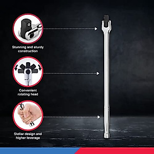 Neiko 00200A 1/2" Drive Extension Breaker Bar | 15" Length | Rotating Flex Head | CR-V Steel