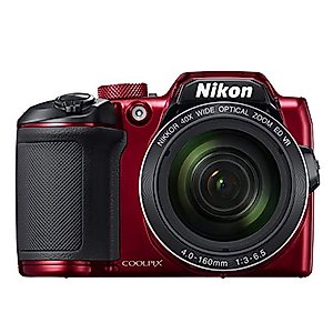 Nikon COOLPIX B500 16MP Digital Camera with 3 Inch TFT LCD Screen Nikkor Lens With 40x optical zoom wifi, Red (Renewed)