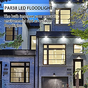 LOXYEE PAR38 LED Outdoor Flood Light Bulbs 2 Pack，20W(200W Equivalent) E26 Base Flood Light Bulbs,5000K Daylight 1800 Lumens LED Flood Light for Outdoor Garden,Garage,Yards,Non-Dimmable