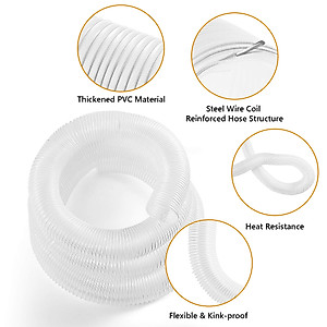 2 1/2" x 30' PVC Dust Collection Hose, Puncture Resistant Fume Collection Hose with 8 Pieces Stainless Steel Hose Clamps, Clear Dust Collector Hose for Woods Dust Debris