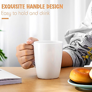 Nitial Melamine Coffee Mug Set of 12, 10 oz Melamine Cups with Handles Vintage Unbreakable Coffee Mug Retro Style Drinking Cups for Latte Party Office Home Beverage Water (White)