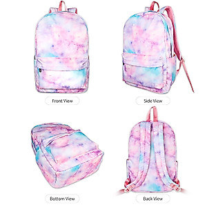 CNBINGO Backpacks for Girls Galaxy Purple Girls Backpack Water Resistant Unicorn School Bookbags For Elementary Middle Teen Girls