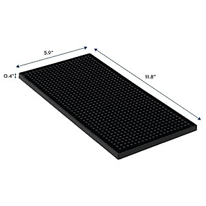 S&T INC. Rubber Bar Mat for Countertop, Non-Slip Bar Mat for Home Bar Cart, Coffee Maker Mat for Countertops, 5.9 Inch x 11.8 Inch, Black, 2 Pack