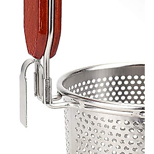 Lawei 3 Packs Mesh Pasta Basket with Wooden Handle Stainless Steel Mesh Spider Strainer for Pasta, Noodles, Dumpling