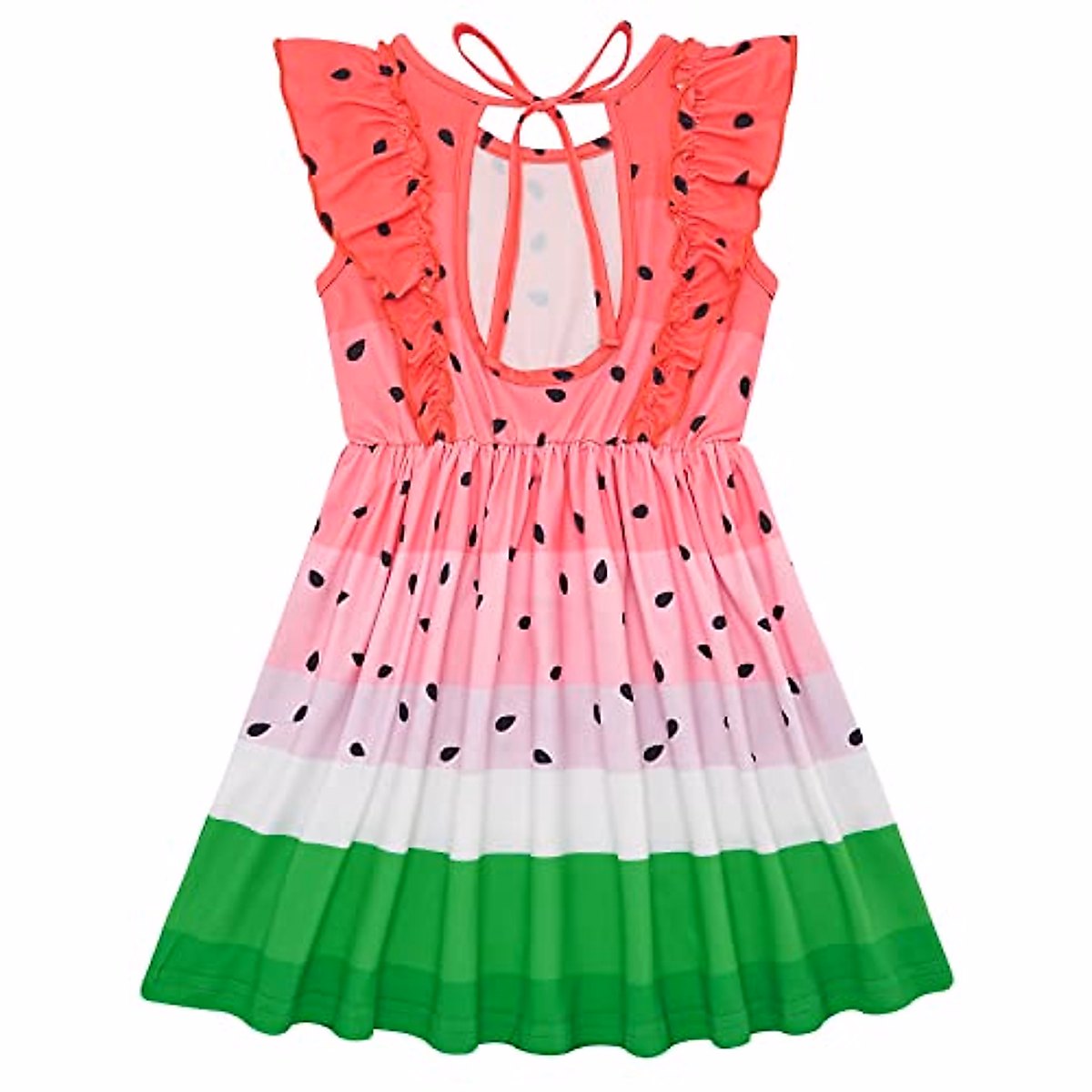 Goodstoworld Little Girls Dress Size 5 6 Toddler Summer Watermelon Beach Dresses 5T 6T Girl Kids Pink Ruffle Sleeveless Graduation Sundress Cute Casual Outfits Fruit Strechy Frocks