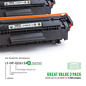 LINKYO Compatible Toner Cartridge Replacement for HP 12A Q2612A (Black, 2-Pack)