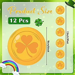 12 Strings St Patricks Day Gold Coins Garland No DIY St Patricks Day Banner for St Patricks Day Decorations Coins Window Hangings, St Patricks Day Garland for Coins Hanging Decorations