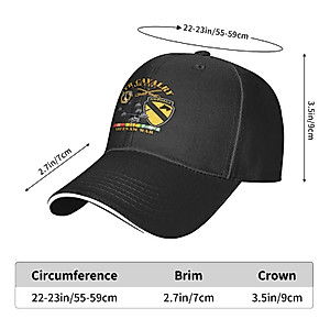 7th Cavalry Air Cav 1st Cav Division Vietnam Veteran Unisex Baseball Cap Sandwich Cap Plain Dad Cap Adjustable Cap Black