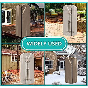 Heavy Duty Tabletop Heater Cover, 38'' H x 24'' W x 24'' D Round Stand-Up Patio Heater With Table Cover-420D Oxford Silver Coated Fabric Waterproof & Dustproof for All Weather Protection (Brown)