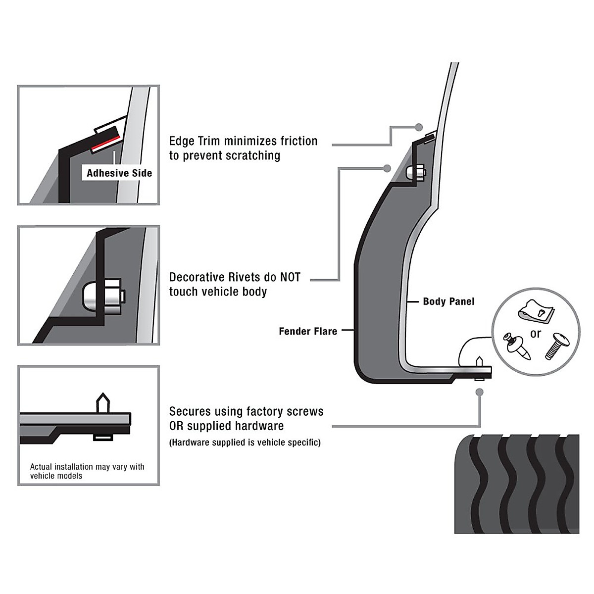 MaxMate Fender Flares Compatible with 2002-2008 Dodge Ram 1500; 2003-2009 2500 3500 (Not Fit 06-09 8ft Bed models), Fine-Textured Paintable Bolt-Riveted Style 4pc | TFD84078
