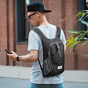 G4Free 10L Hiking Backpack, Lightweight Small Hiking Daypack Small Outdoor Travel Foldable Shoulder Bag, Black