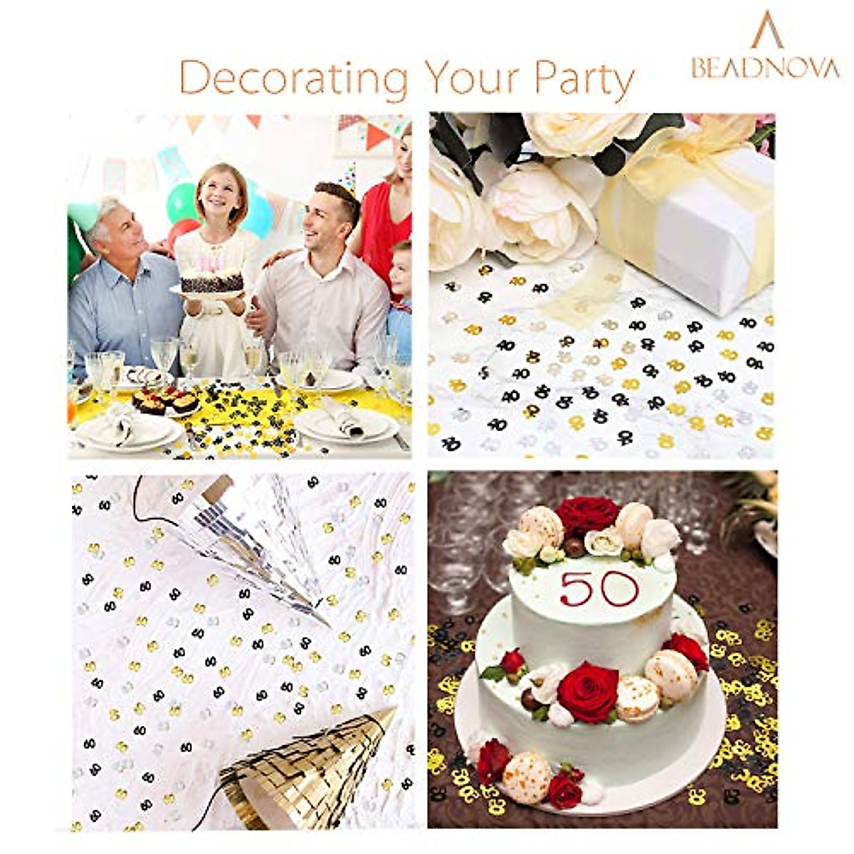 BEADNOVA 60th Birthday Confetti Sixty Years Old Confetti 60 Anniversary Number Confetti for Birthday Party Decor Wedding Table Decoration (1oz, Gold Silver Black Mix)