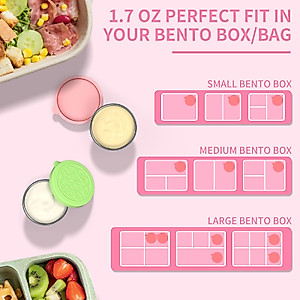 6 Pack Salad Dressing Container To Go, 1.7oz/50ml Small Containers with Lids,Fits in Bento Lunch Box, Leakproof Dipping Reusable Sauce Containers, Stainless Steel Condiment Cup of Premium Silicone