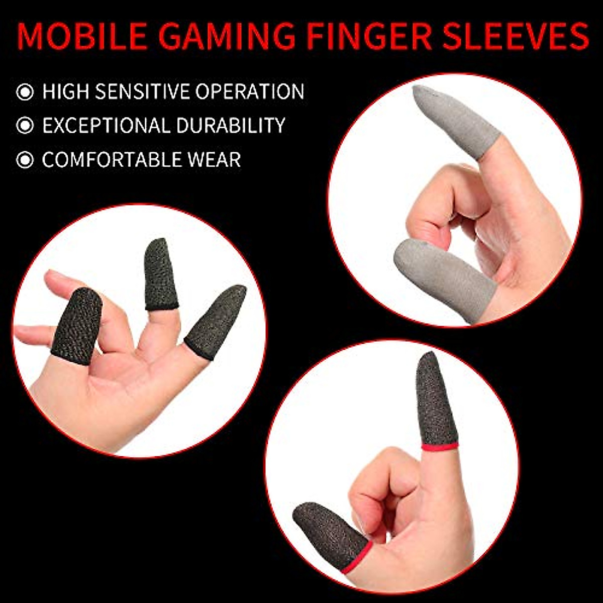 18 Pieces Mobile Gaming Finger Sleeves Touchscreen Finger Sleeve Anti-Sweat Breathable Finger Sleeve and 4 Pieces Aim Buttons for Playing Mobile Phone Games