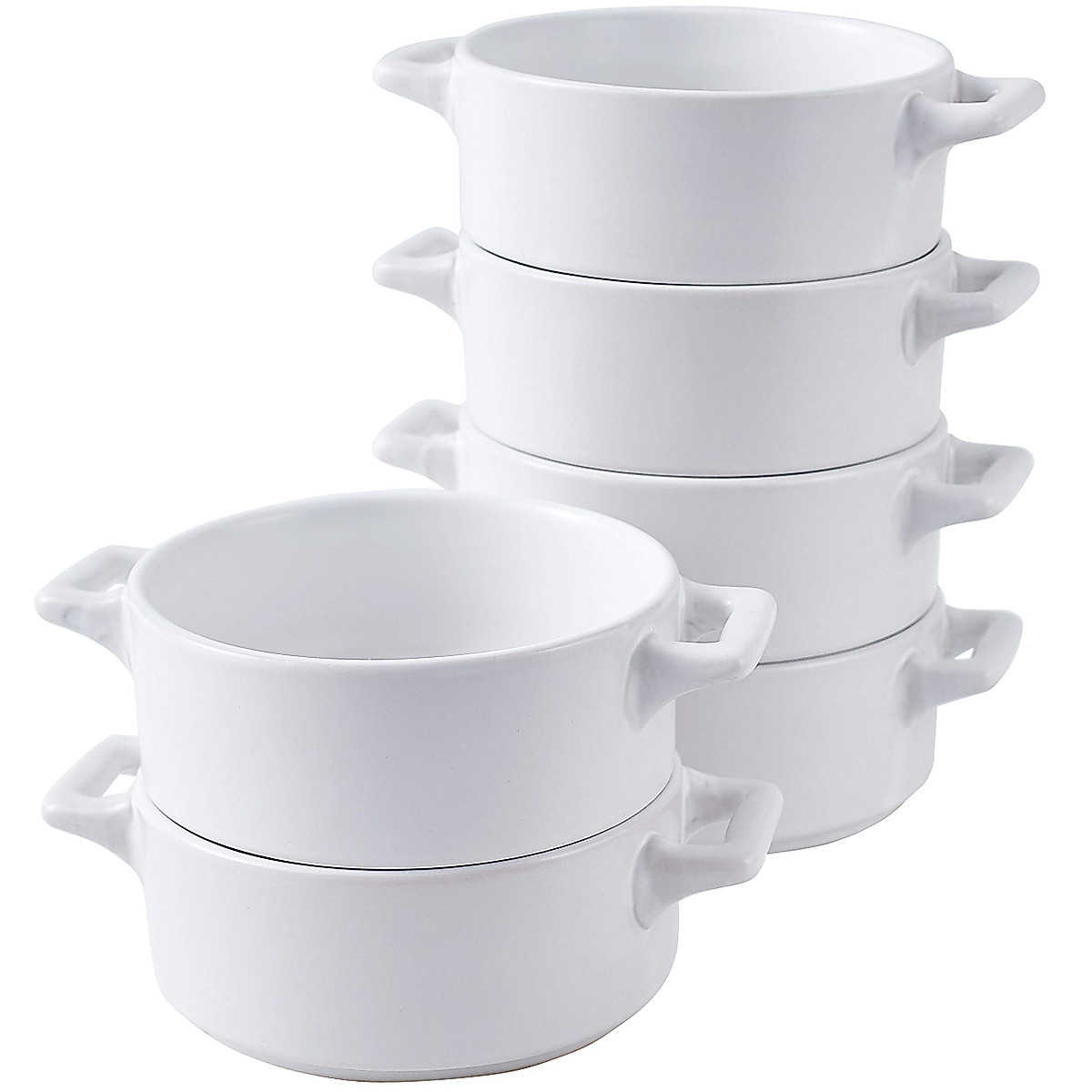 Bruntmor 6" Ceramic Plates Set of 4, Round Grey Ceramic Salad Plates For Kitchen Dish Plates, Ceramic Dinnerware appetizer Plates with handle,Serving Platter for sushi and Sizzling