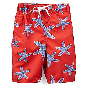 Kanu Surf Boys' Reflection Quick Dry UPF 50+ Beach Swim Trunk, Starfish Red, 10/12