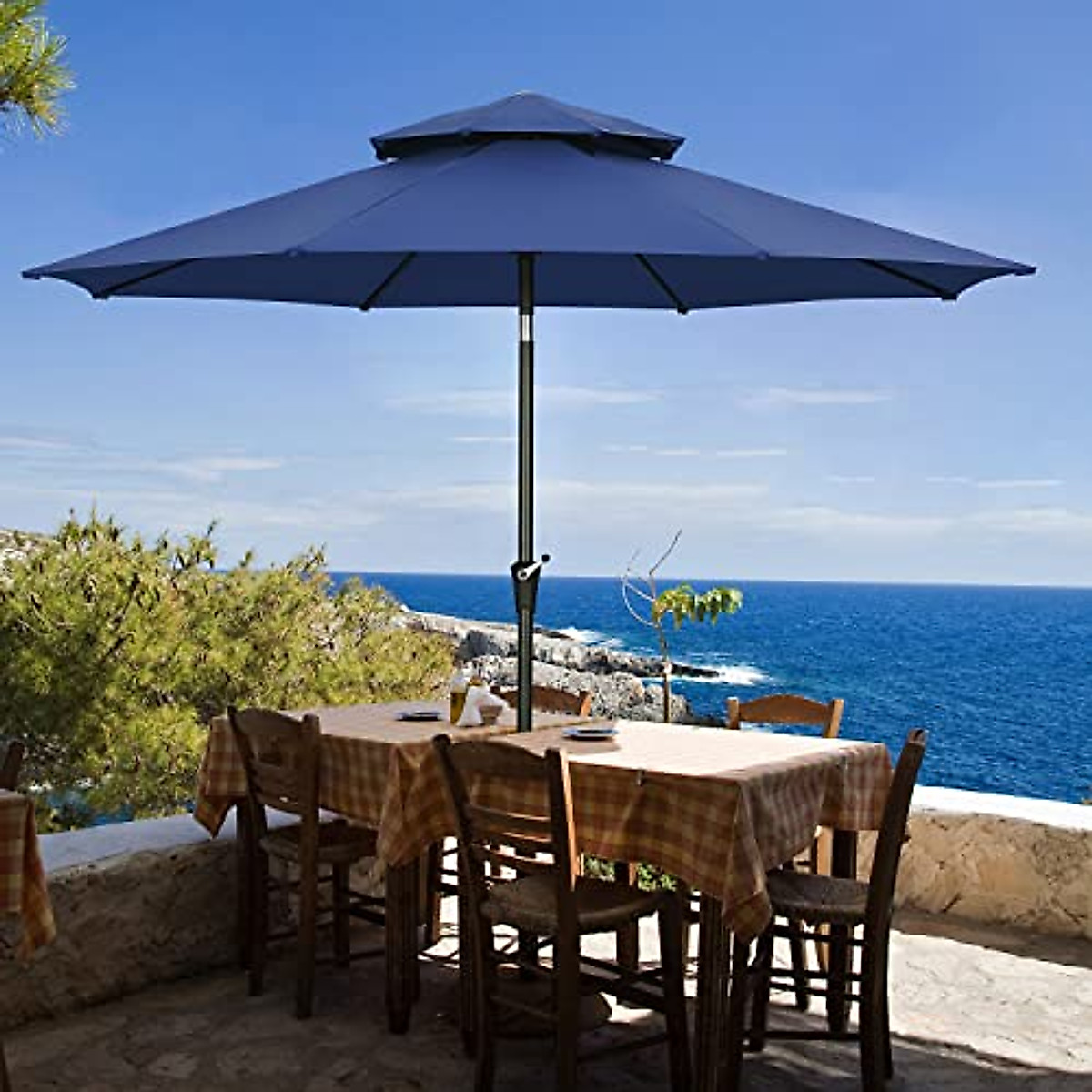 Sunoutife Patio Umbrella, 11FT Outdoor Table Umbrella for Yard Garden Pool Market with Tilt Adjustment, Easy Crank, 8 Ribs, Pole Diameter 1.89“
