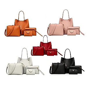 Women Fashion Handbags Tote bag for women Wallet Tote Bag Shoulder Bag Top Handle Satchel Purse handbags Set 4pcs (Color : Auburn)