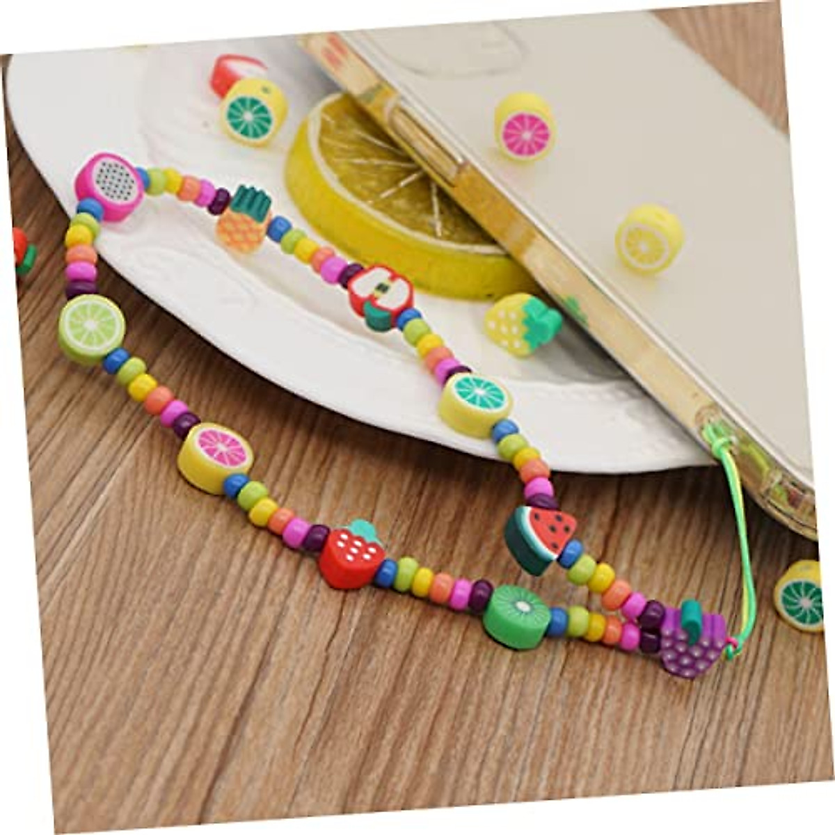 WOONEKY 2pcs Cell Beads Id for Decor Key Creative Fruit Rope Back Bracelet Exquisite Pendants Ropes Camera Hanging Chains Bracelrt Chic Charm Lanyards Strap Lost Phone Cellphone Wrist