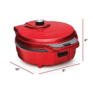 Chefman Anti-Overflow Belgian Waffle Maker w/Shade Selector, Temperature Control Mess Free Moat, Round Iron w/Nonstick Plates & Cool Touch Handle, Measuring Cup Included, Red