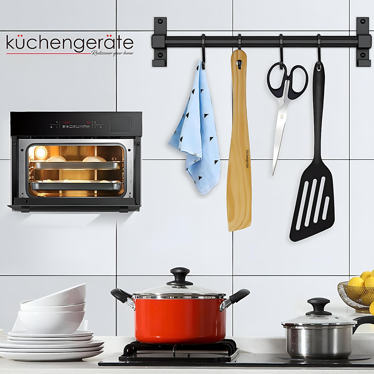 Kuchengerate Set of 2 7" inc Crepe Spreader Stick & 12" inc Spatula Turner - T Shaped Structure - Handmade Natural Beech Wood - No Paint No Polish - Kitchen Decoratives - Best Gift Set Idea