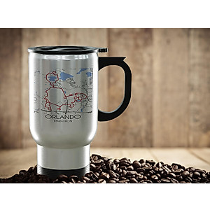 Orlando Marathon Course Marathon Trail Coffee Mug, Gifts and Souvenirs - Unique Drinkware - Orlando Marathon Course Race Momento - 14oz Travel Mug Steel